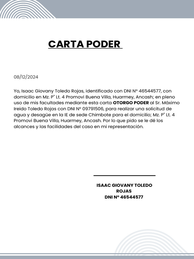 Documento A4 Carta Formal Blanco y Gris | PDF
