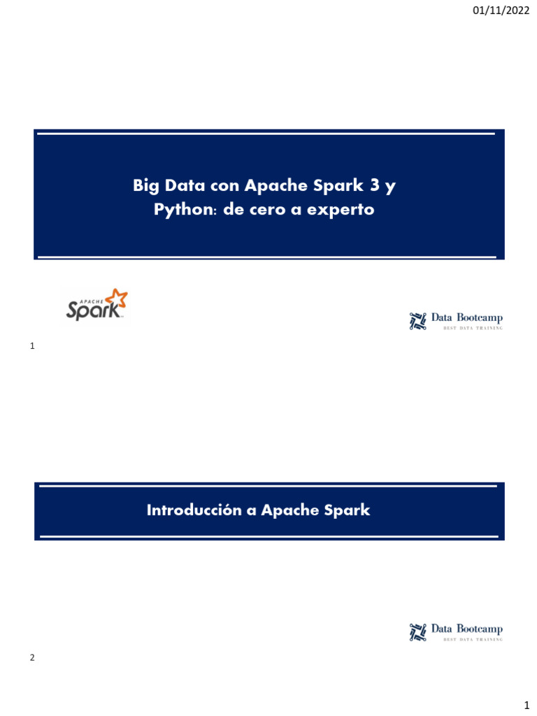 Big Data Con Apache Spark Y Python De Cero A Experto Pdf Apache Spark Aprendizaje Automático