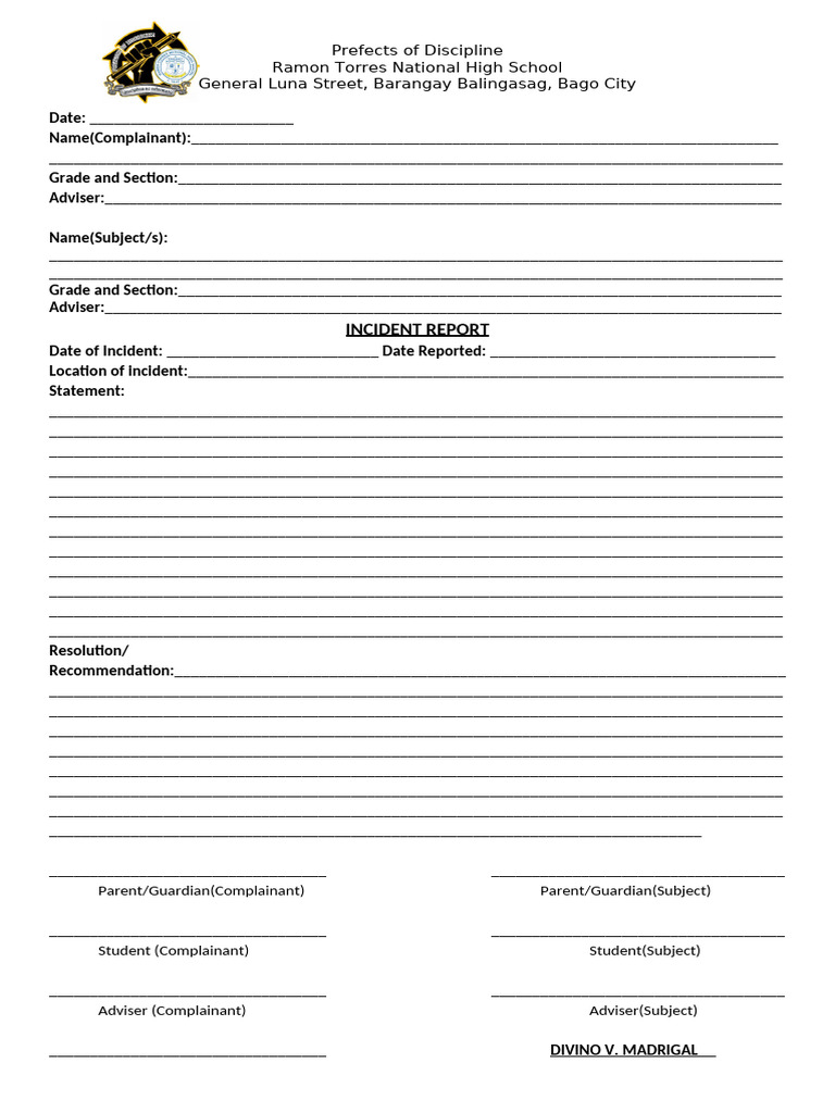 Prefect of Discipline Template | PDF
