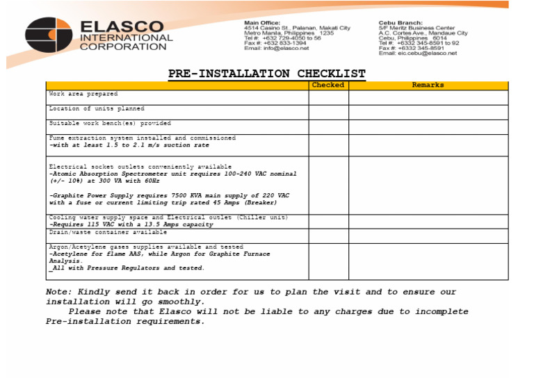 Preinstallation Checklist_ICE 3300 | PDF