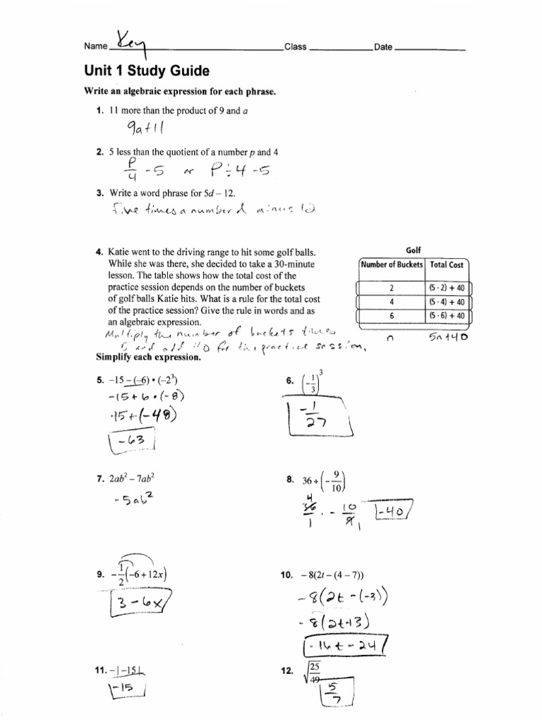 Unit 1 Study Guide Answers | PDF