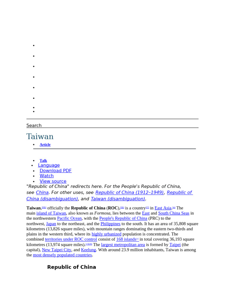 Taiwan | PDF | Taiwan | China