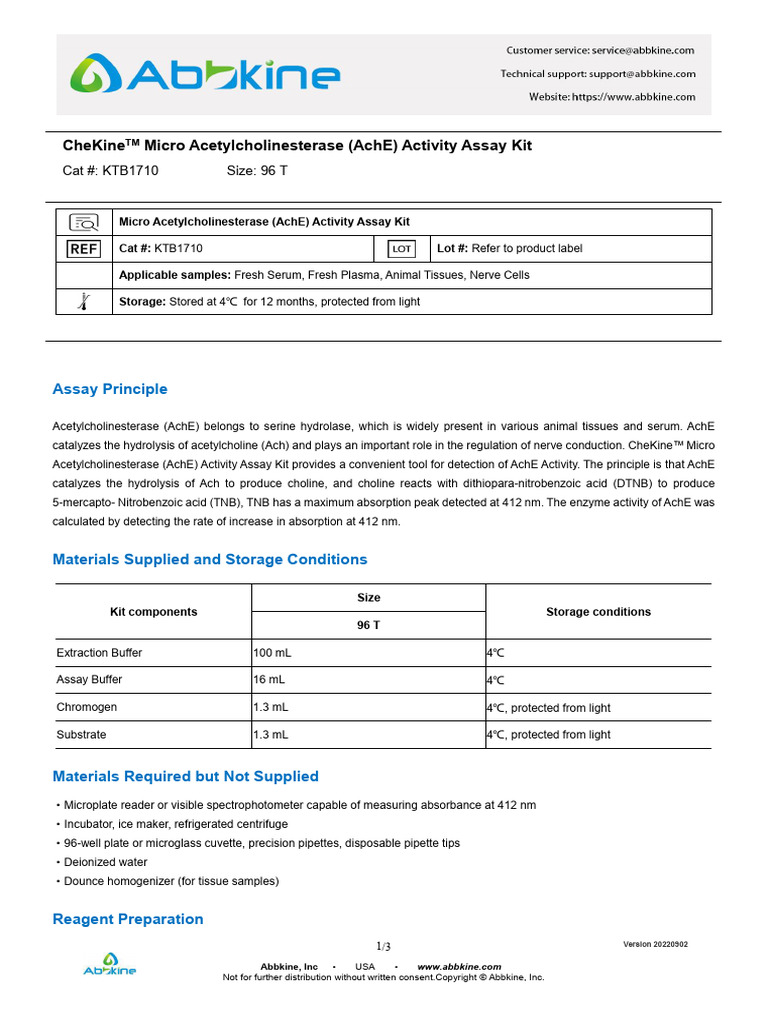 KTB1710-EN-CheKine™ Micro Acetylcholinesterase (AchE) Activity Assay ...
