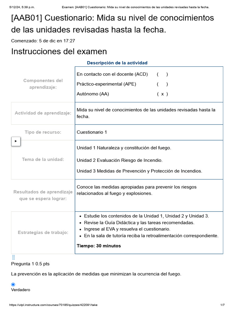 Examen_ [AAB01] Cuestionario_ Mida su nivel de conocimientos de las unidades revisadas FER | PDF ...