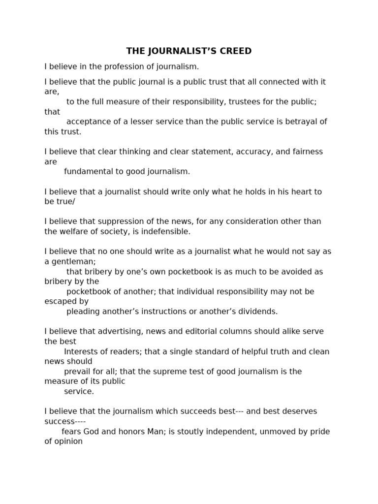 THE-JOURNALIST-CREED | PDF