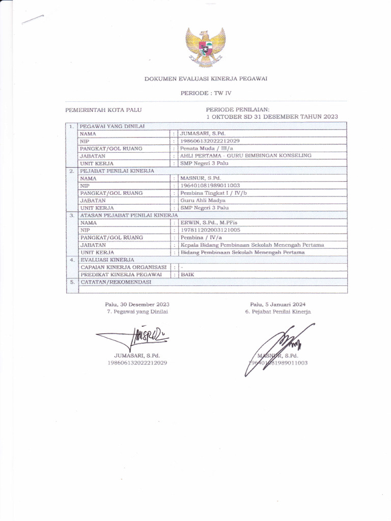 Evaluasi Kinerja Pegawai TW IV | PDF