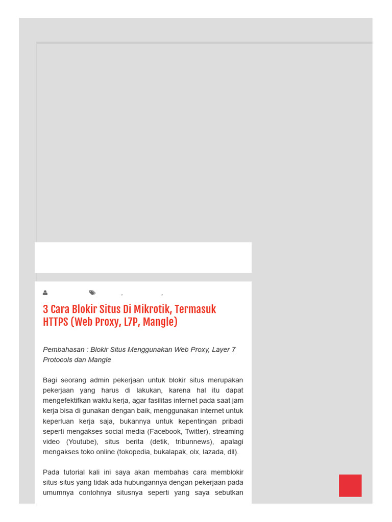 3 Cara Blokir Situs Di Mikrotik, Termasuk HTTPS (Web Proxy, L7P, Mangle) _ Blues Pedia xyz | PDF