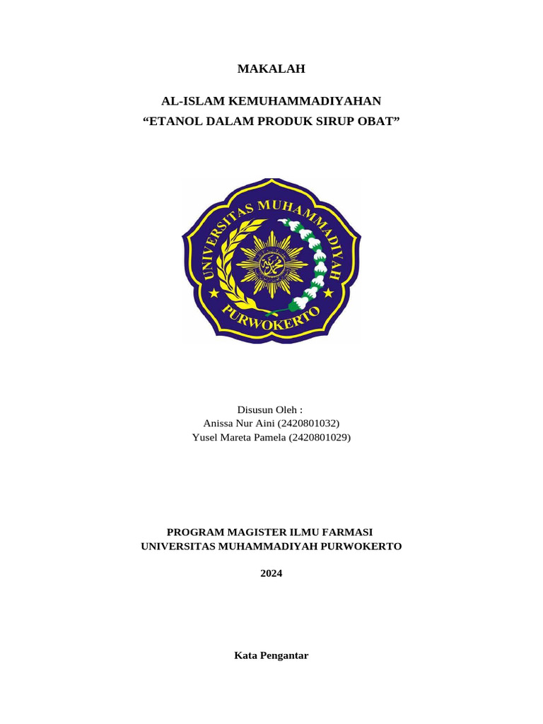 Makalah Etanol Dalam Sirup Obat | PDF