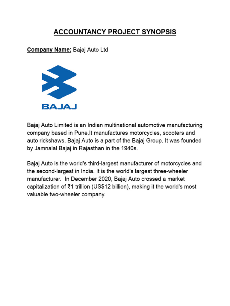 Accountancy Project Synopsis Sidharth Ramalingam 12e | PDF
