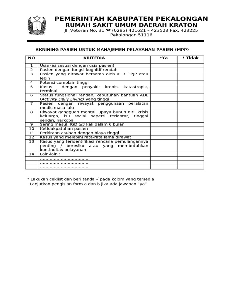 Form Mpp a b Dari Rm | PDF