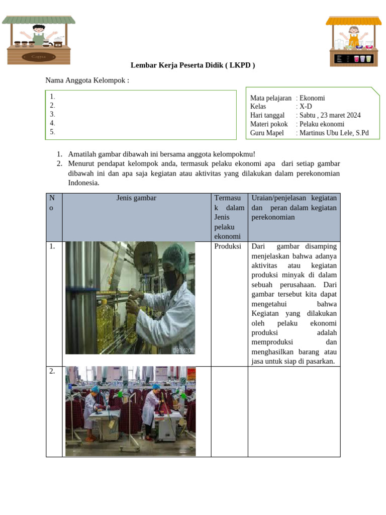 LKPD Ekonomi Kelas X-D | PDF