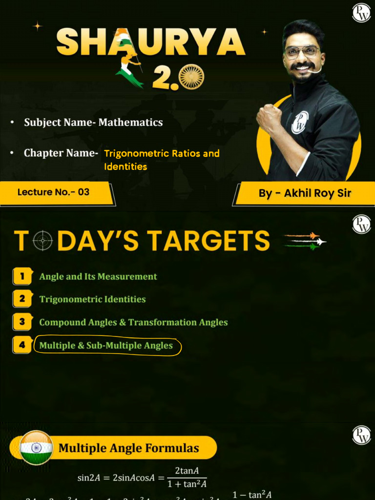 Trignometry Lec-03 (Akhil Sir) SHAURYA 2.0 PDF | PDF