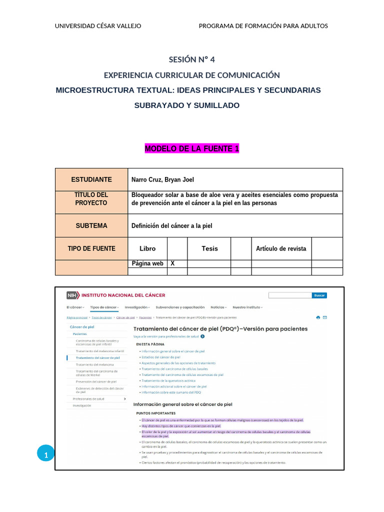 Matriz de Informacion para Presentar | PDF | Cáncer | Cáncer de piel
