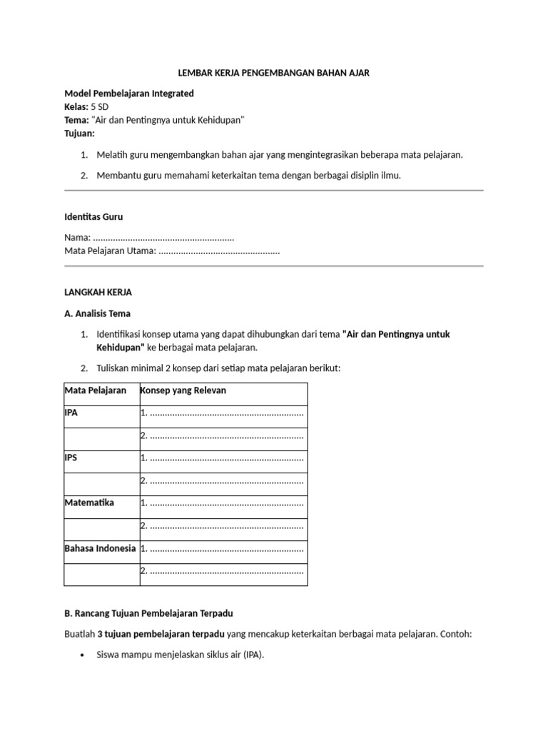 LKM KELAS 5 INTEGRATED | PDF