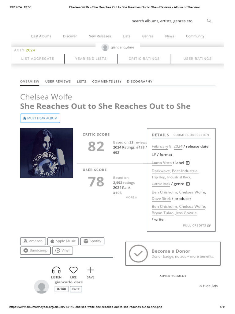 Chelsea Wolfe - She Reaches Out to She Reaches Out to She - Reviews - Album of The Year | PDF ...