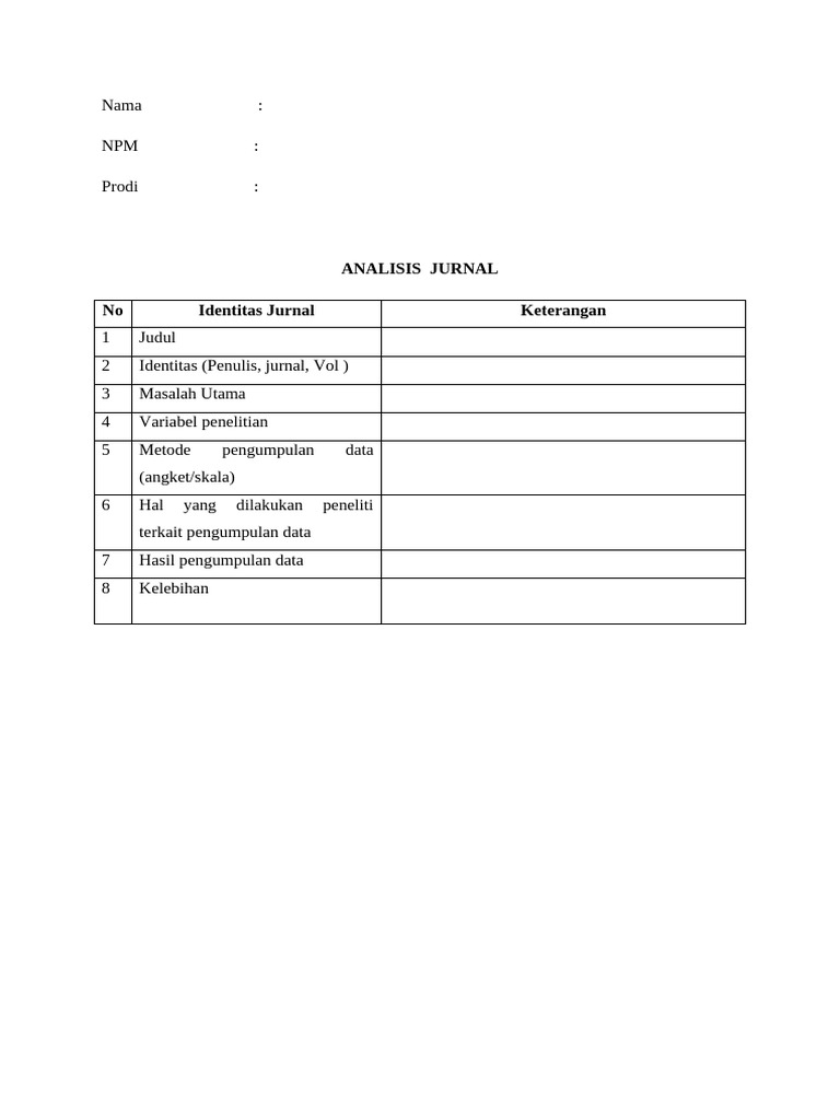 2023 Form Analisis Jurnal (PI) | PDF