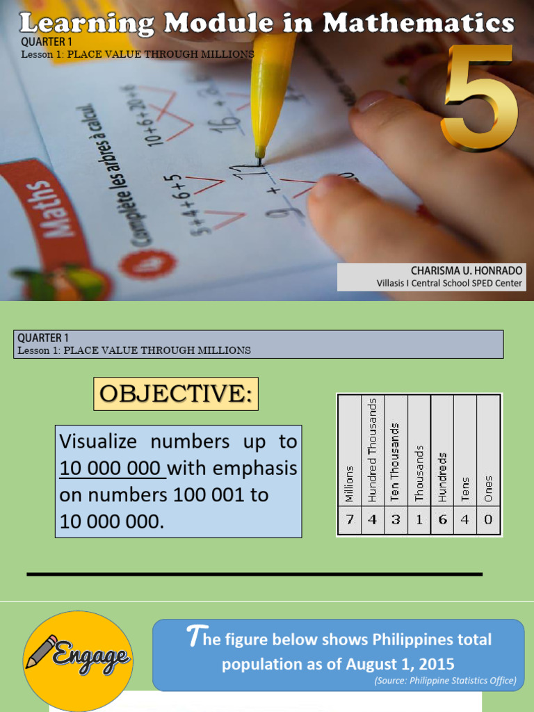 Math5 Q1 Lesson1 Place-Value-Through-Millions | PDF | Learning