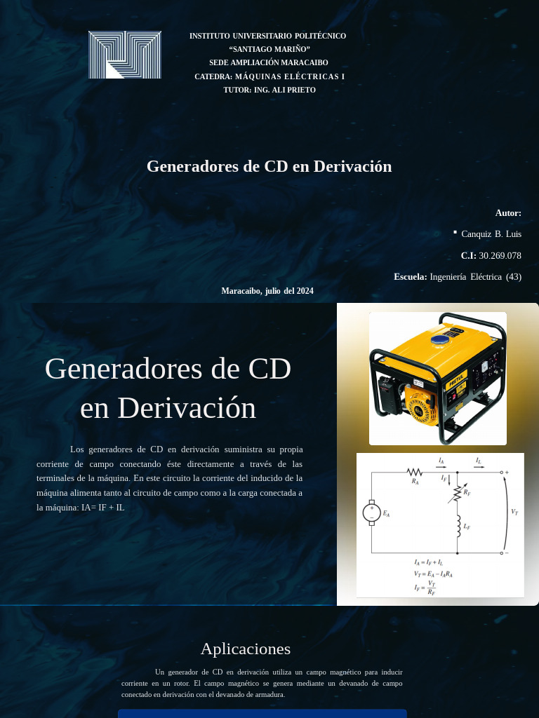 Generadores de CD en Derivacion 1 | PDF | Generador eléctrico ...