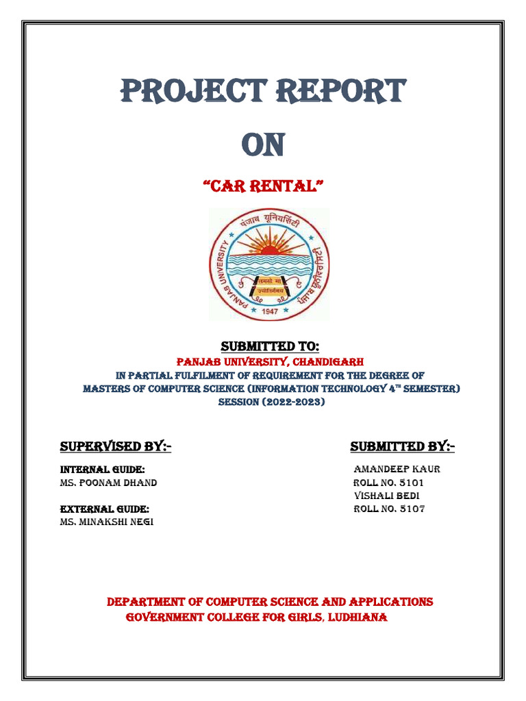 Car Rental System Project Report | PDF | Java Script | Computing