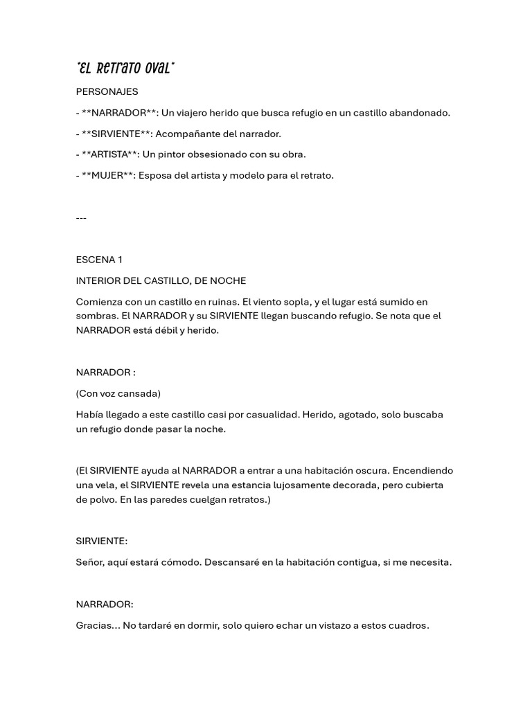 Retrato Oval Edgar Allán Por Guion | PDF | Pinturas | Pintura de retrato