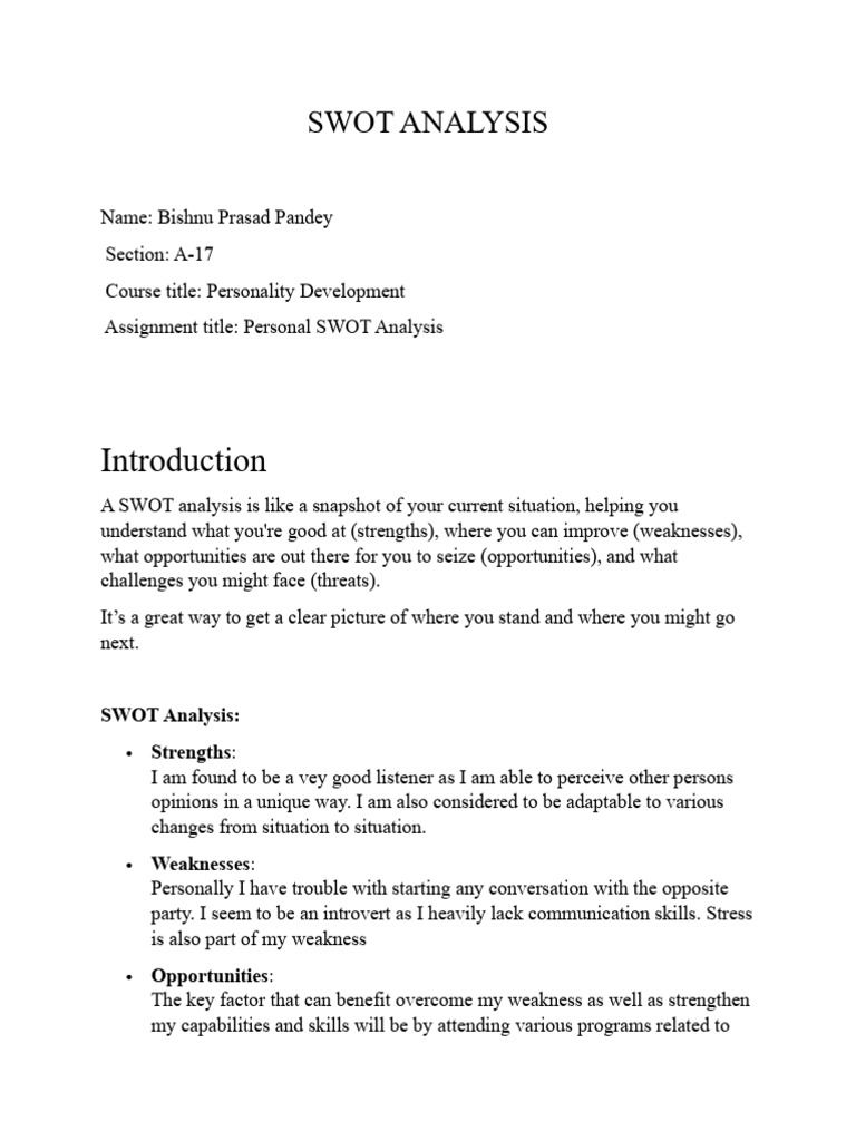 Swot Analysis Pdf Swot Analysis Psychology