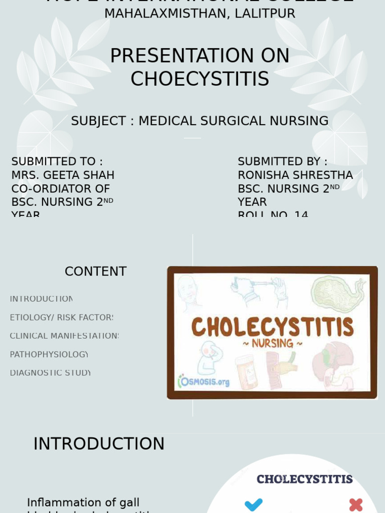 CHOLECYSTITIS | PDF | Bile | Surgery