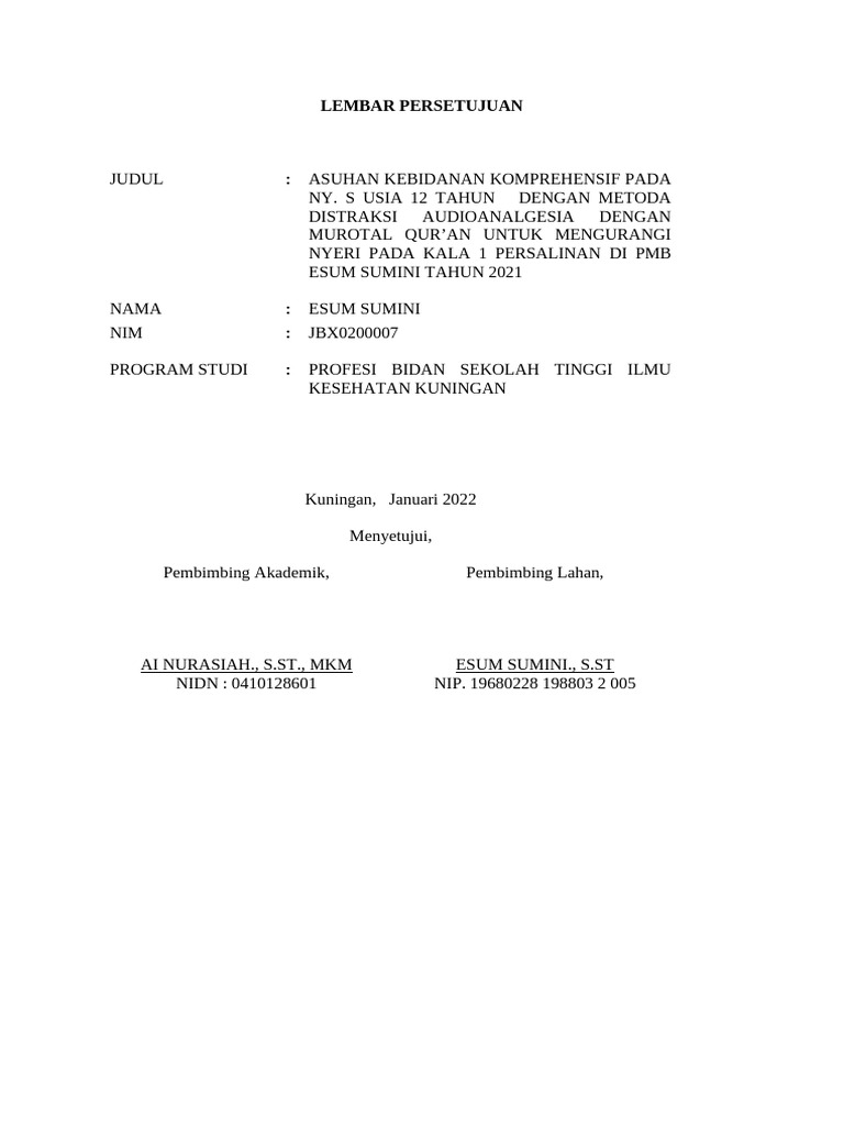 Lembar Persetujuan | PDF