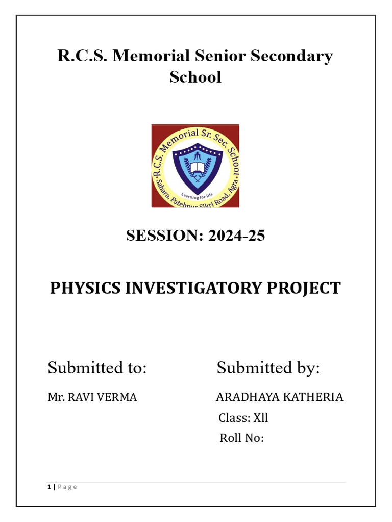 Physics Project Guide for Seniors | PDF