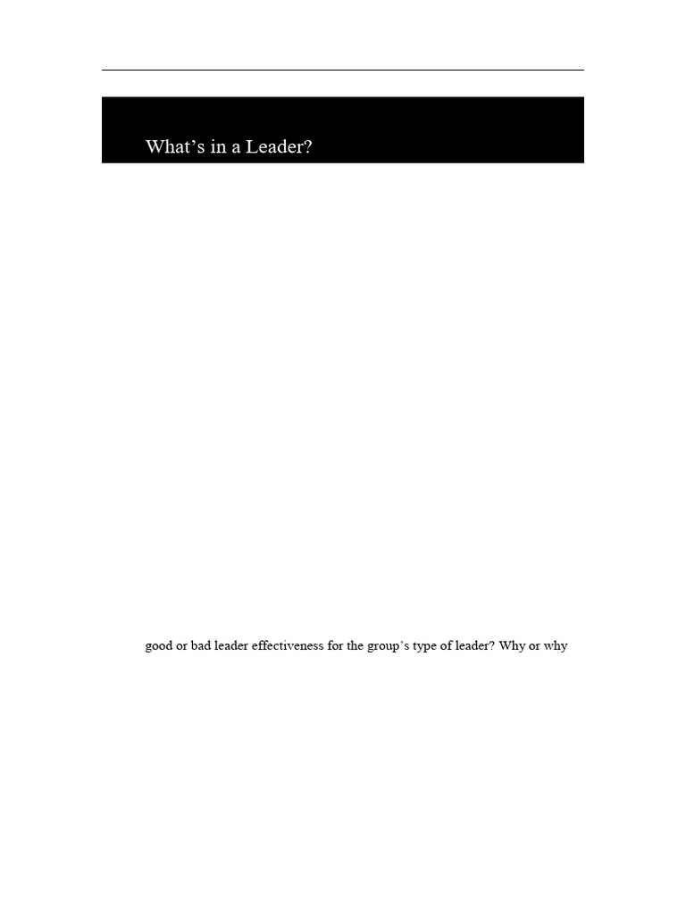 Leadership Styles and Effectiveness Exercise | PDF