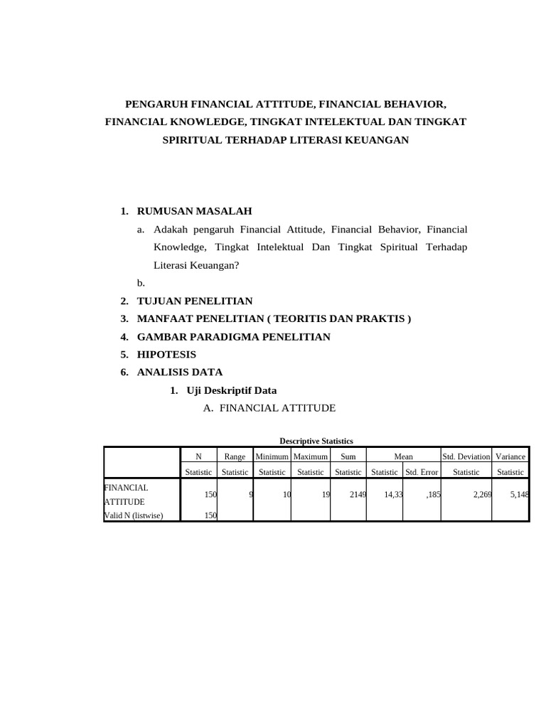 PENGARUH FINANCIAL ATTITUDE | PDF | Errors And Residuals | Variance