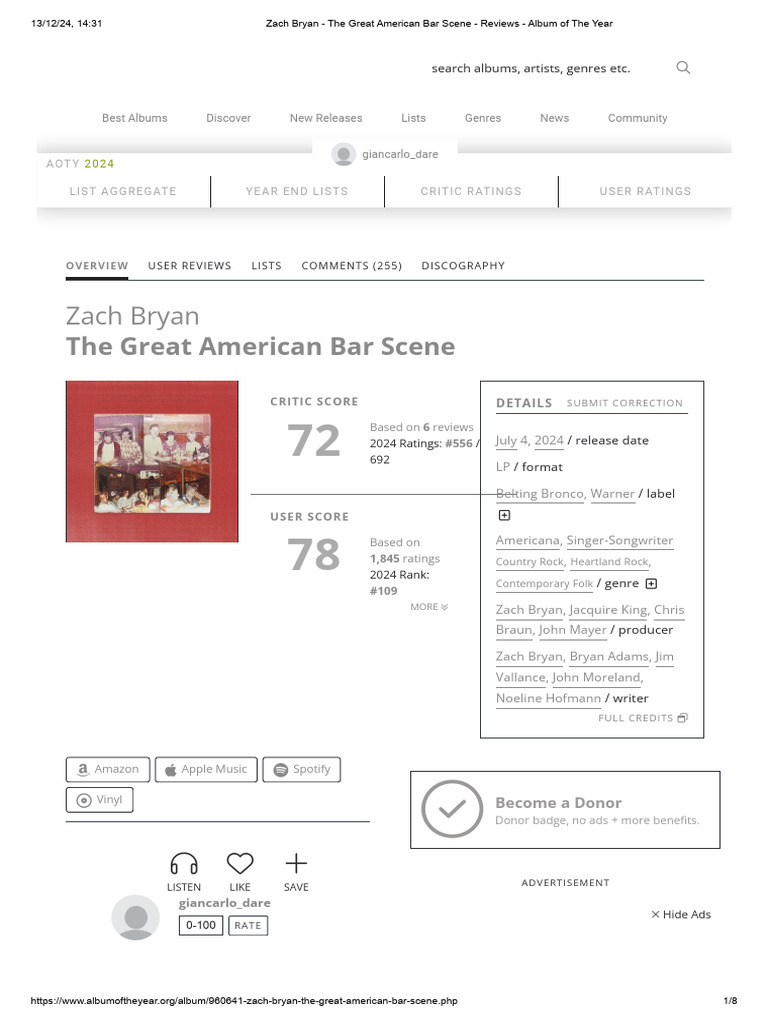 Zach Bryan's The Great American Bar Scene | PDF | Country Music | Music ...
