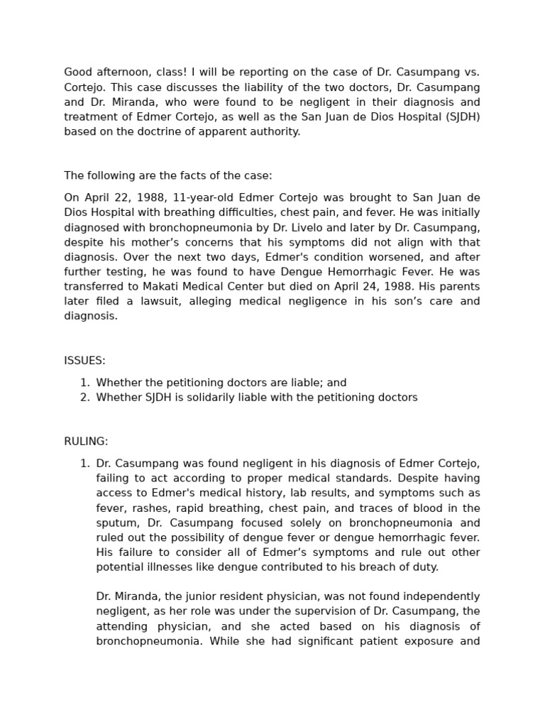 Case Report | PDF | Legal Liability | Negligence