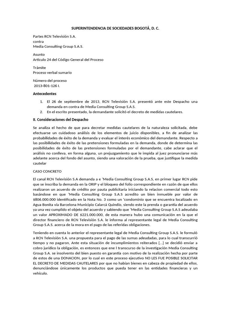 SUPERINTENDENCIA DE SOCIEDADES BOGOTÁ | PDF | Mandato | Donación