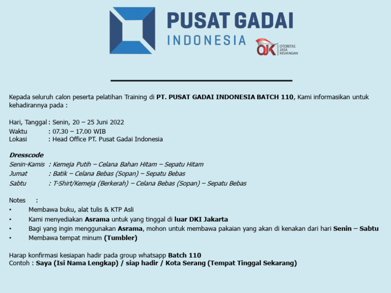 Undangan Pelatihan Batch 110 | PDF