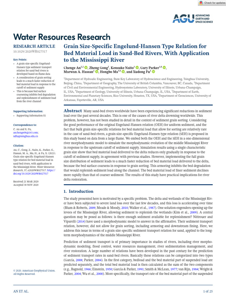 An Et Al. - 2020 - Grain Size Specific Engelund Hansen Type Relation ...