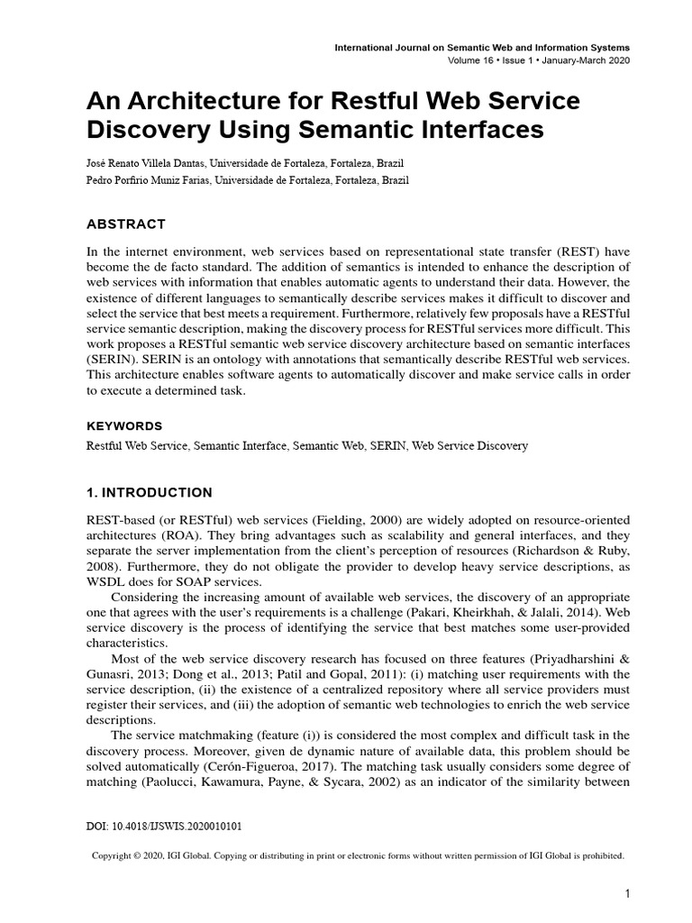 An Architecture for Restful Web Service Discovery Using Semantic Interfaces | PDF | Web Service ...