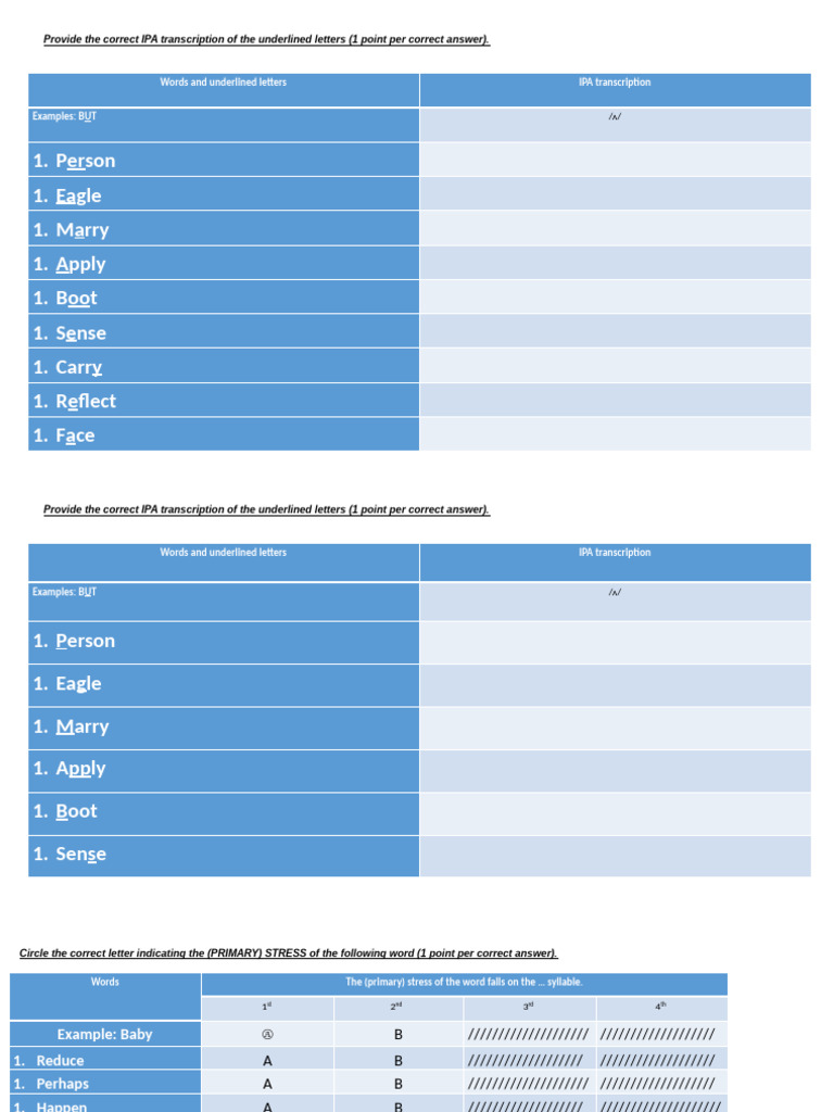 Sample Test | PDF | Stress (Linguistics) | Linguistics