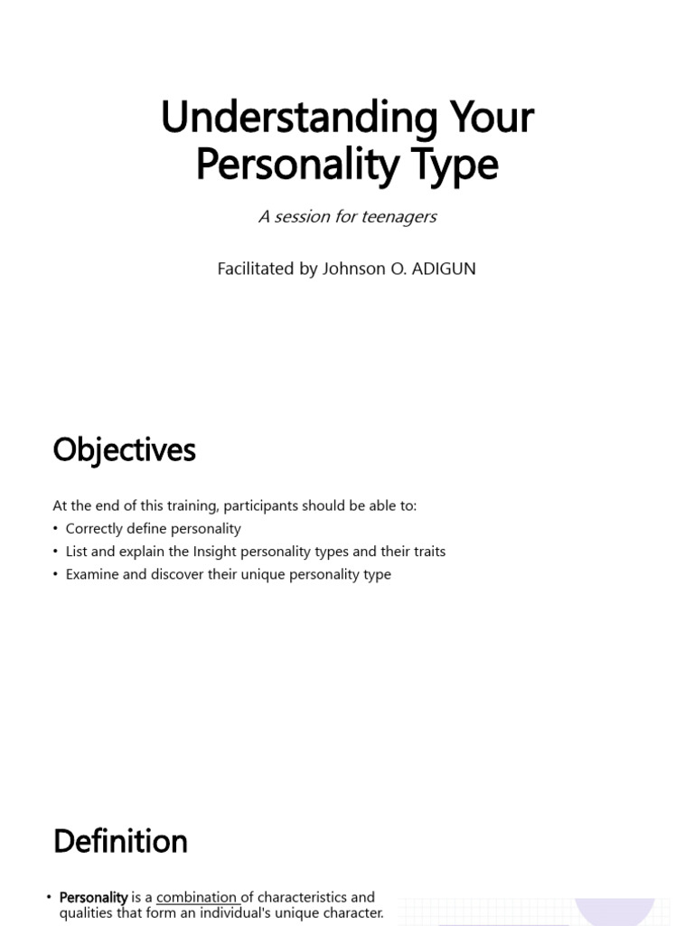 Understanding Your Personality Type - teenagers | PDF