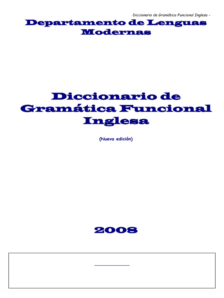 Diccionario de Gramatica Funcional Inglesa | PDF | Verbo | Léxico