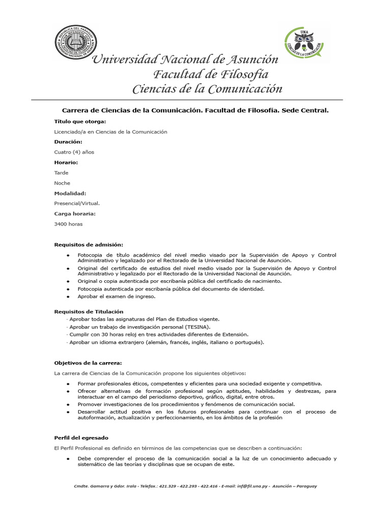 Datos Academicos Ciencias de La Comunicación | PDF | Conocimiento
