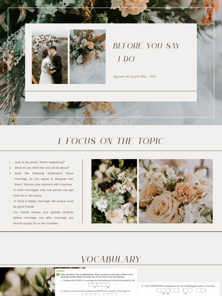 Unit 7. Before You Say I Do | PDF