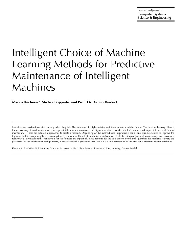 Machine Learning for Predictive Maintenance | PDF | Machine Learning | Forecasting