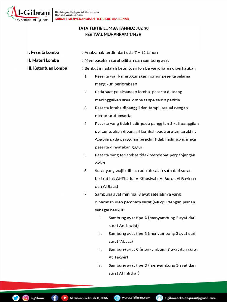 V1-Tata Tertib Lomba Festival Muharram 1445H | PDF