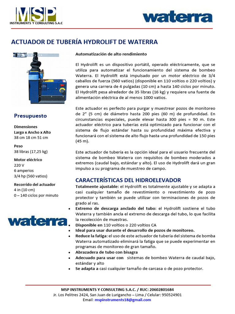 Bomba Waterra ACTUADOR 2024 | PDF | Solenoide | Kilogramo