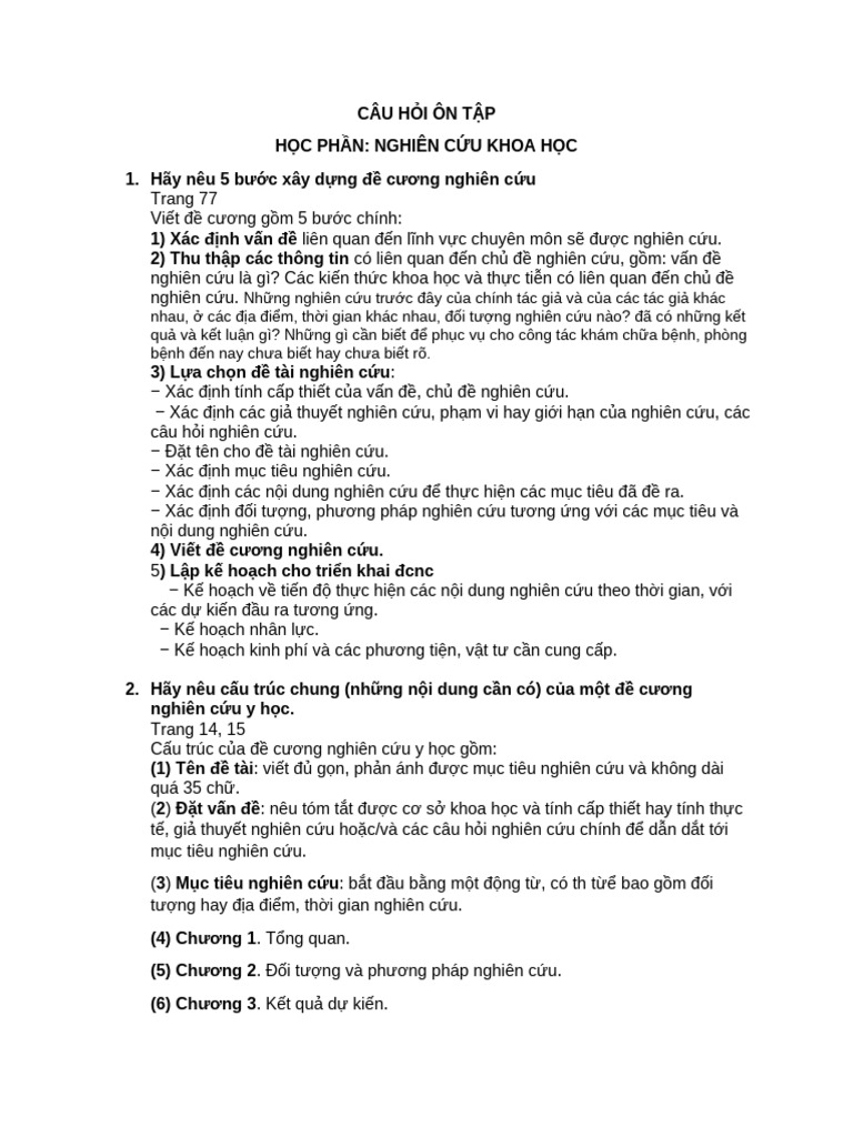 Đề cương ôn tập PP NCKH | PDF