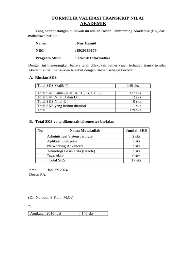 Formulir Validasi | PDF