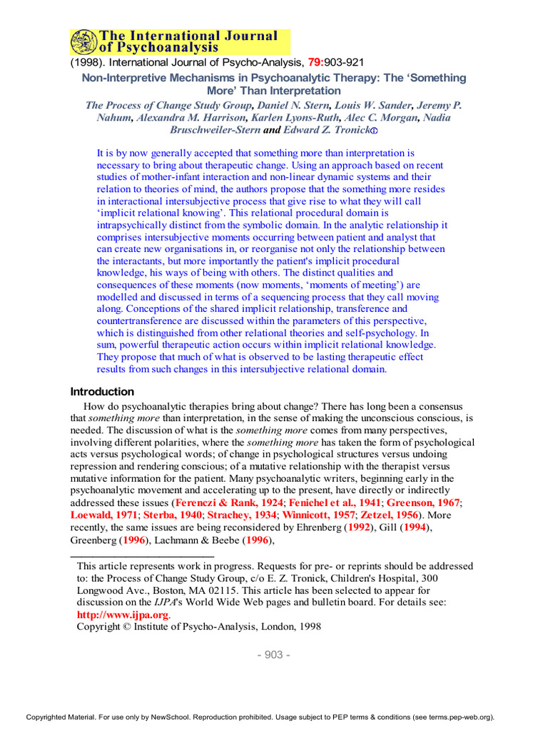 Ijp 079 0903a | PDF | Psychoanalysis | Consciousness