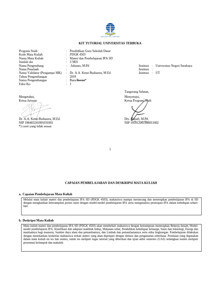 KIT TUTORIAL - RAT PDGK 4503 - Julianto Ok-1 | PDF