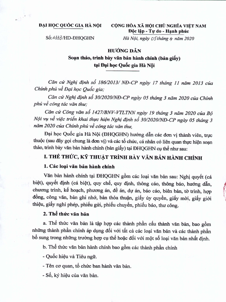 Cv 1333 Soan Thao Va Trinh Bay VB Cua DHQGHN (1) | PDF | Vietnam