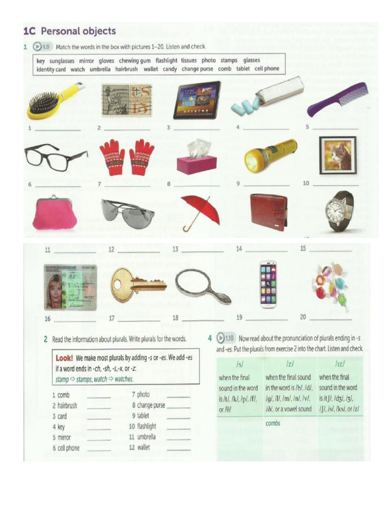 Vocabulary Personal Objects | PDF